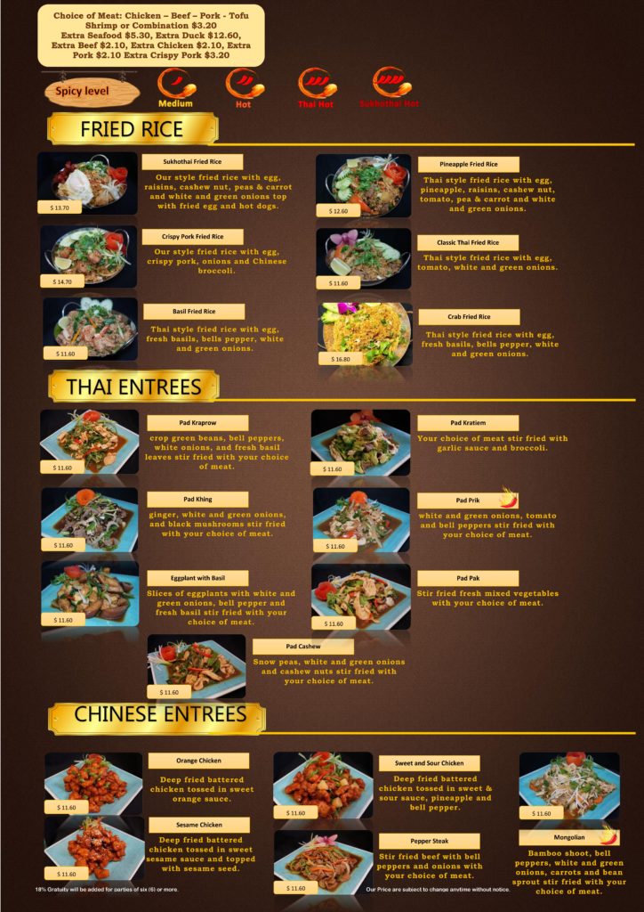 Menu – Sukhothai Thai Restaurant Express